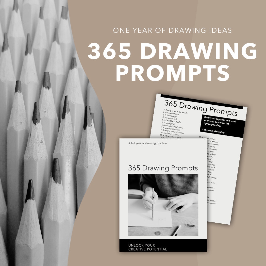 Drawing Prompts Ebook, 365 Days of Drawing, One Year of Drawing Ideas ...