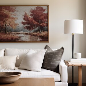 Moody Fall Print, Burgundy Vintage Landscape Wall Art, Rustic Wall ...