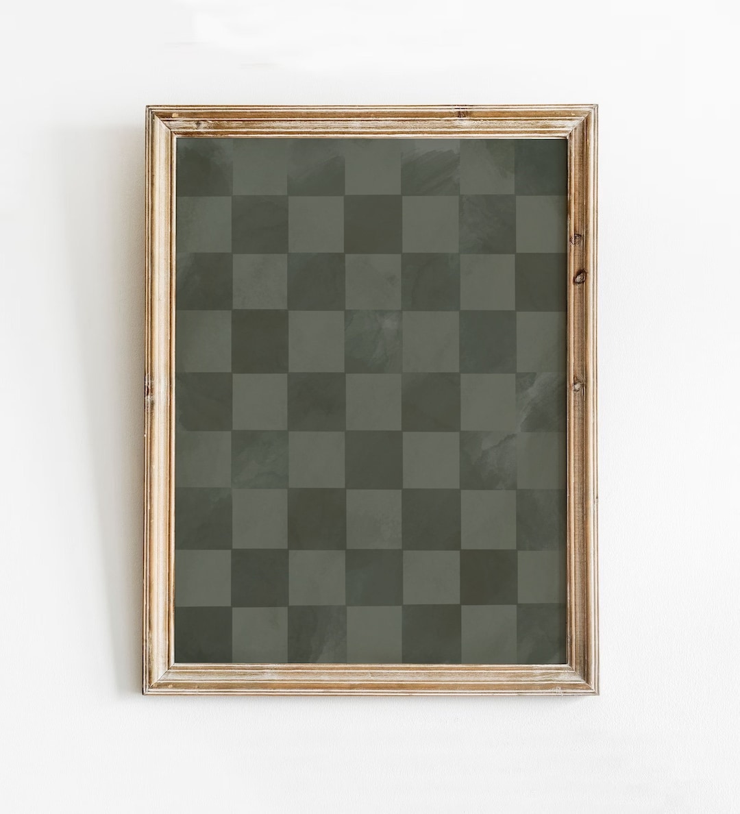 Checkered Wall Art, Modern Checkered Art Print, Moody Sage Green Art ...