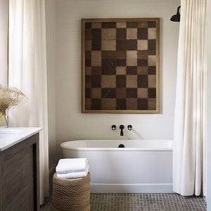 Checkered Wall Art, Modern Checkered Art Print, Moody Neutral Art Print ...