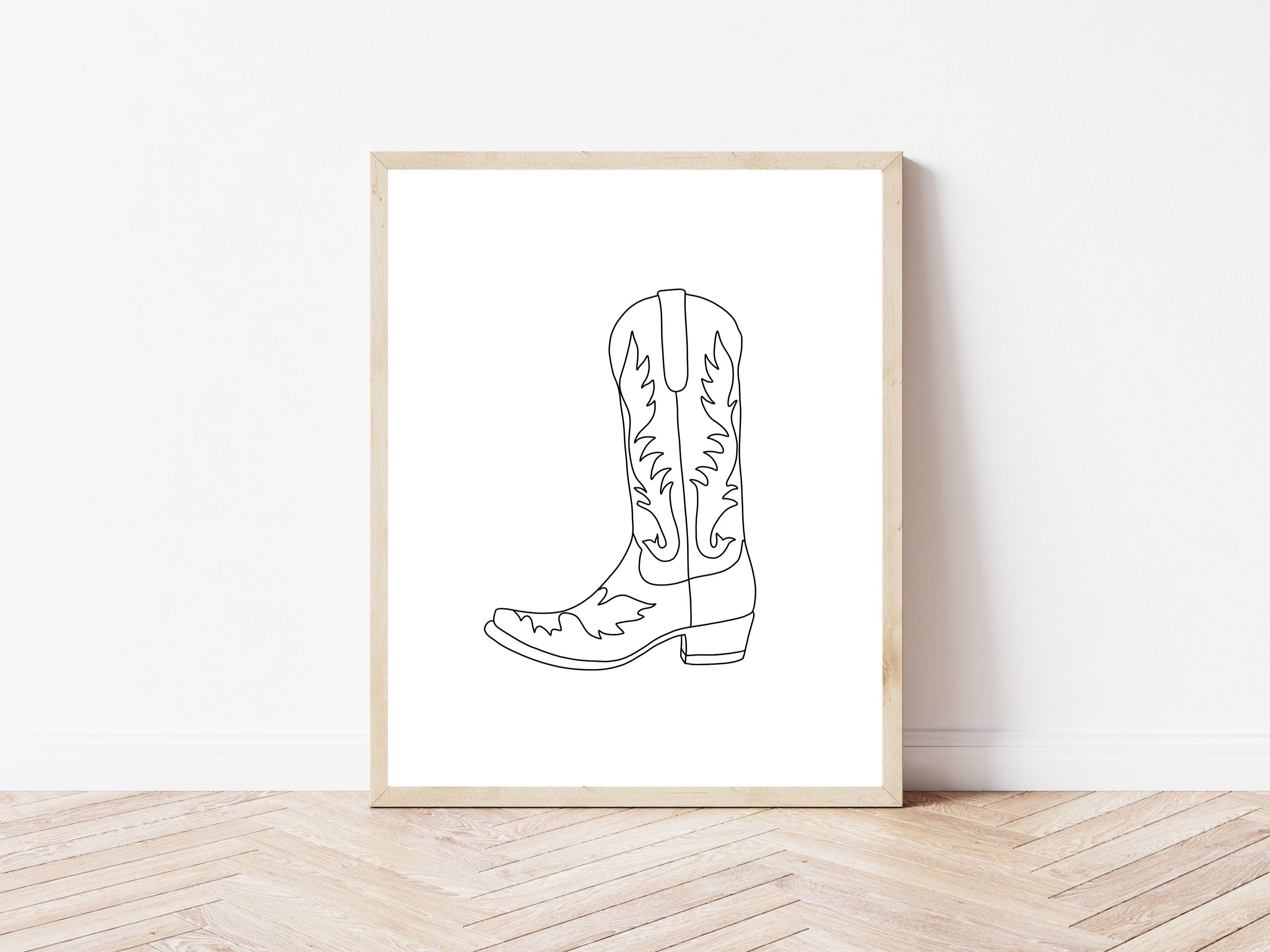 Cowboy Boots Line Print Cowboy Boots Line Art Cowboy Boots Printable ...