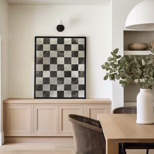 Checkered Wall Art, Modern Checkered Art Print, Black Neutral Art Print ...