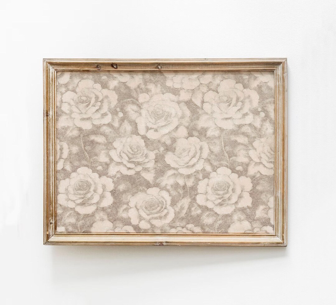 Brown Floral Abstract Print, Cream Flower Neutral Art, Beige Painting ...