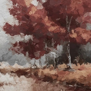 Moody Fall Print, Burgundy Vintage Landscape Wall Art, Rustic Wall ...