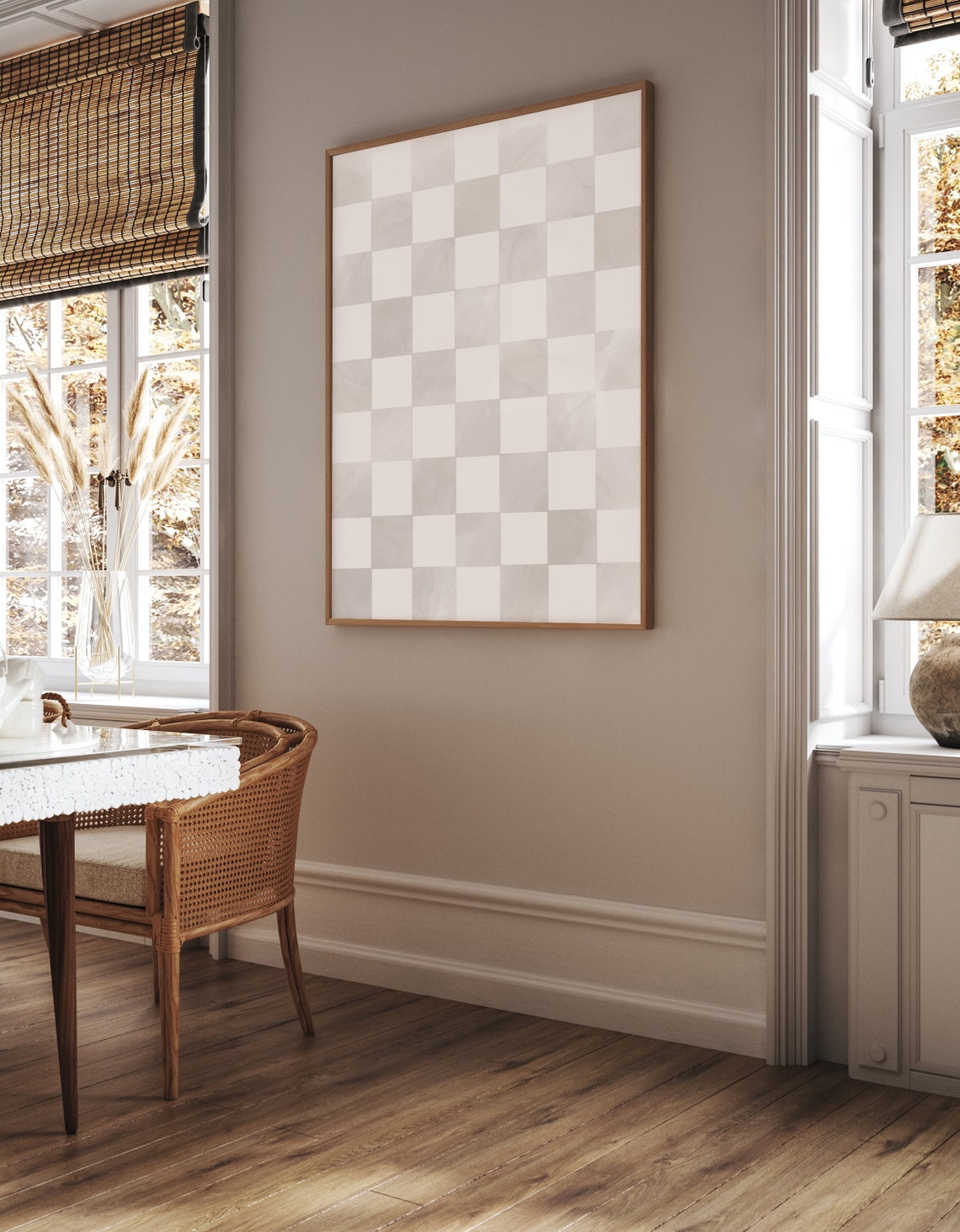 Checkered Art Print, Trendy Checkered Print, Neutral Checkerboard ...