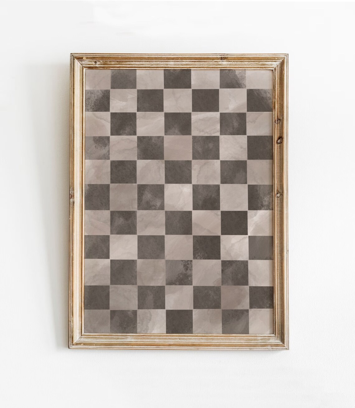 Vintage Checkerboard Print, Modern Checkered Art Print, Neutral Checker ...