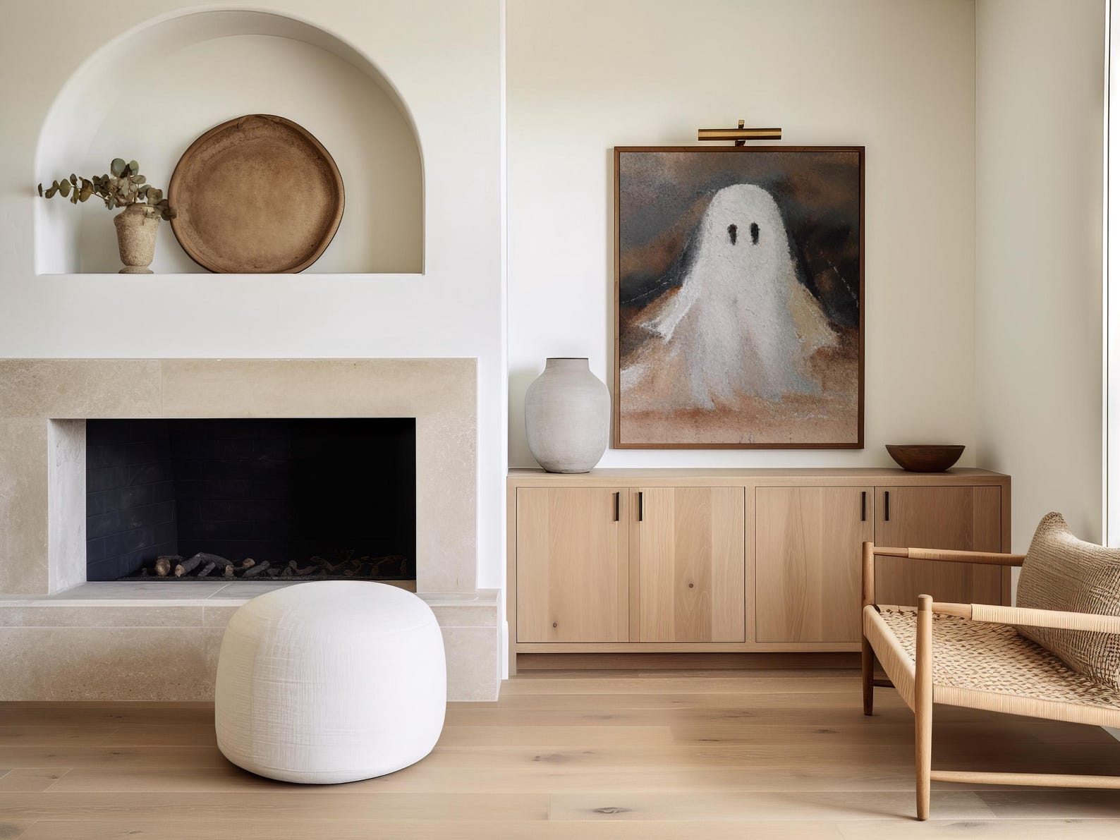 Ghost Wall Art, Moody Halloween Painting, Modern Ghost Print ...