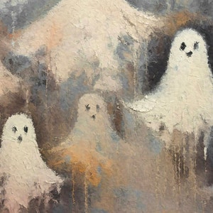 Abstract Ghosts Print, Moody Halloween Painting, Modern Ghost Wall Art ...