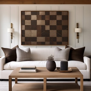 Checkered Wall Art, Modern Checkered Art Print, Moody Neutral Art Print ...