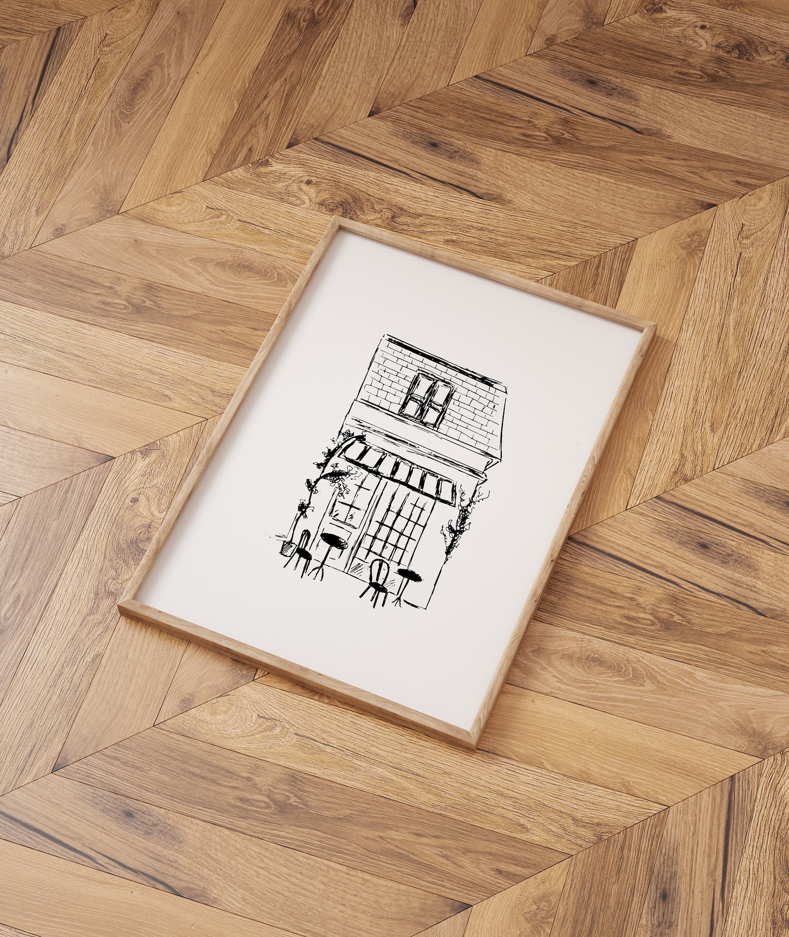 French Cafe Line Art Print: Parisian Terrace Sketch (digital Download ...