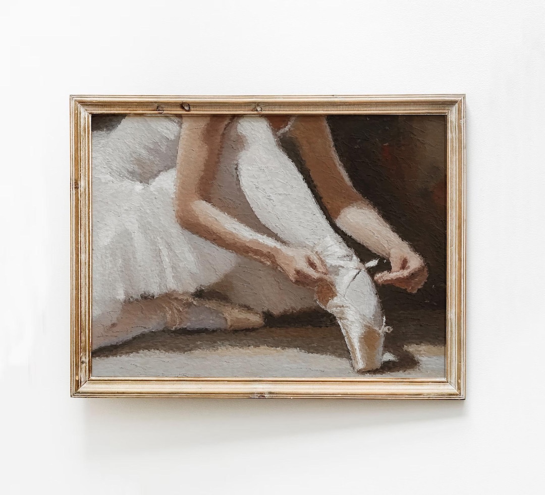 Ballerina Print, Ballet Tutu Painting, Ballerina Putting on Pointe ...