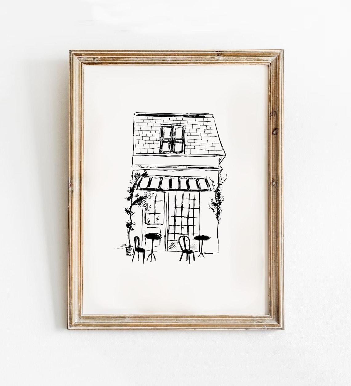 French Cafe Line Art Print: Parisian Terrace Sketch (digital Download ...