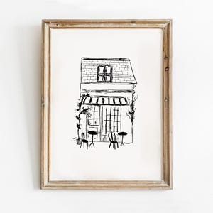 French Cafe Line Art Print: Parisian Terrace Sketch (digital Download ...