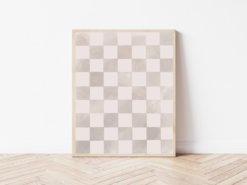 Checkered Art Print, Trendy Checkered Print, Neutral Checkerboard ...