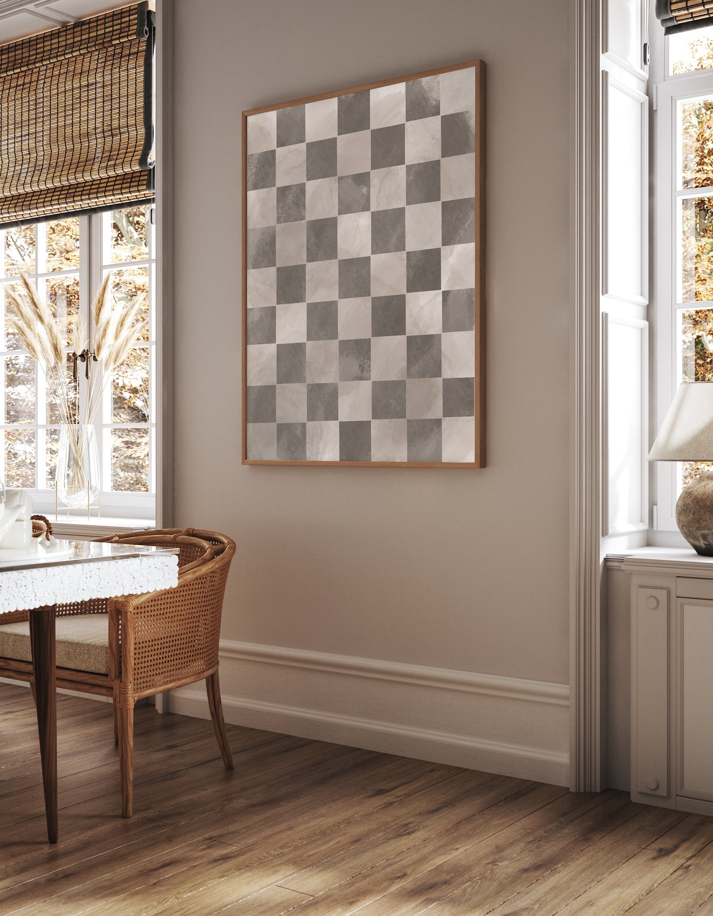 Checkered Wall Art, Modern Checkered Art Print, Modern Neutral Art ...
