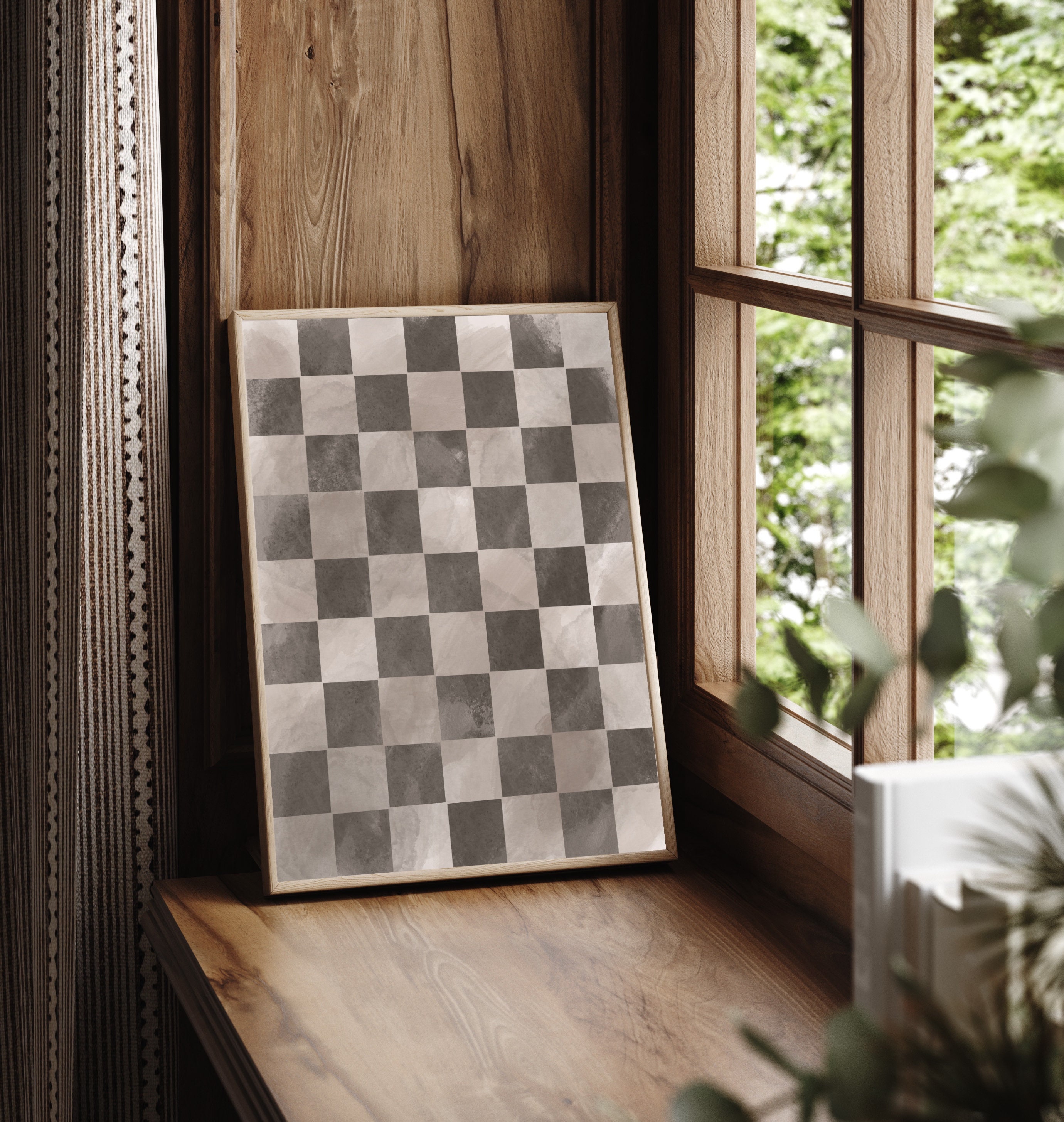 Checkered Wall Art, Modern Checkered Art Print, Modern Neutral Art ...