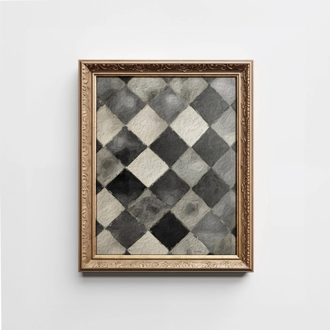 Dimond Checker Print, Modern Checkered Print, Moody Wall Art, Trendy ...
