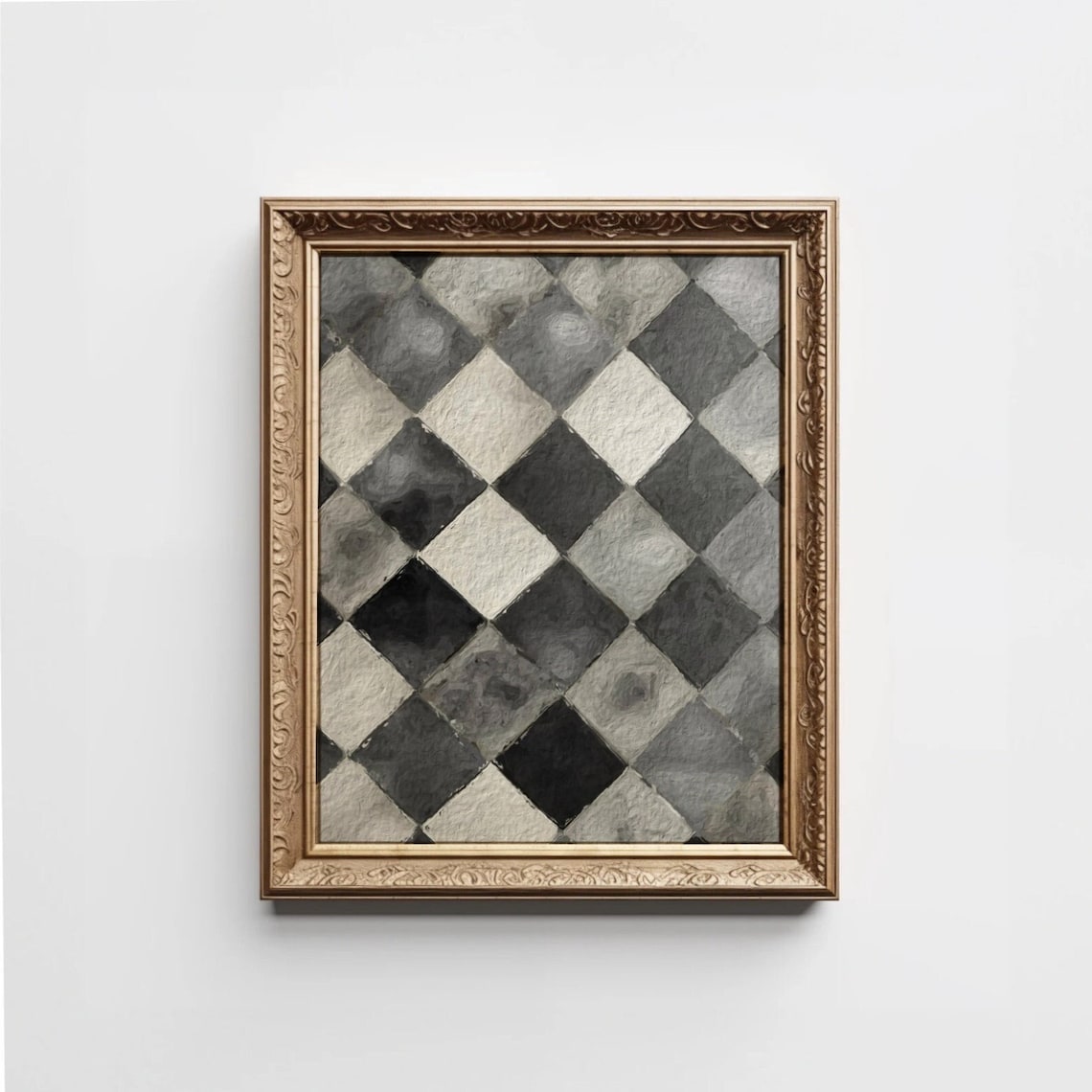 Dimond Checker Print, Modern Checkered Print, Moody Wall Art, Trendy ...