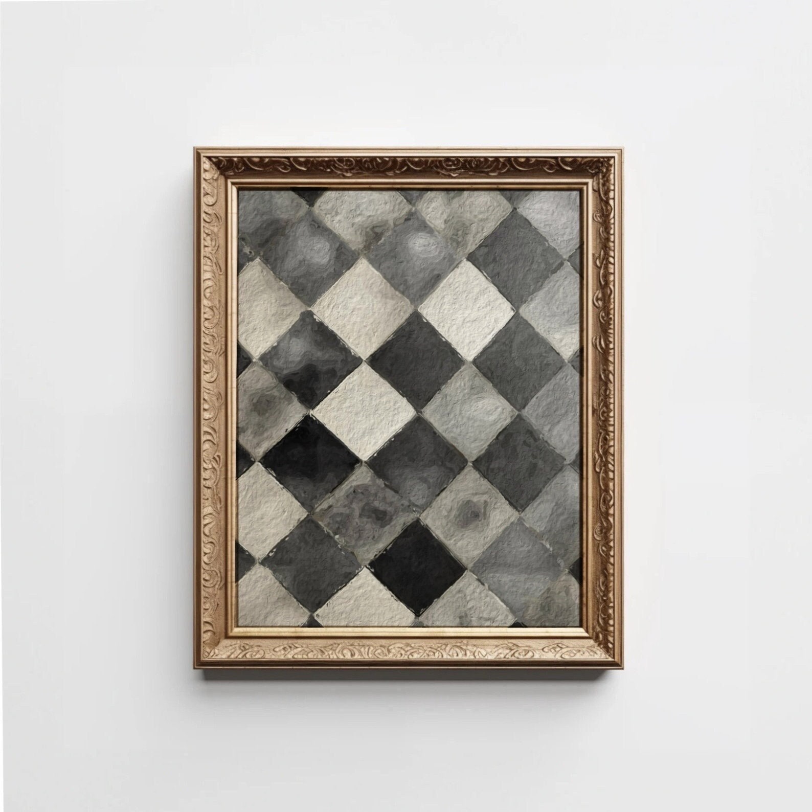 Dimond Checker Print, Modern Checkered Print, Moody Wall Art, Trendy ...