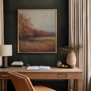 Rust Landscape Painting, Moody Fall Print, Vintage Wall Art, Rustic ...