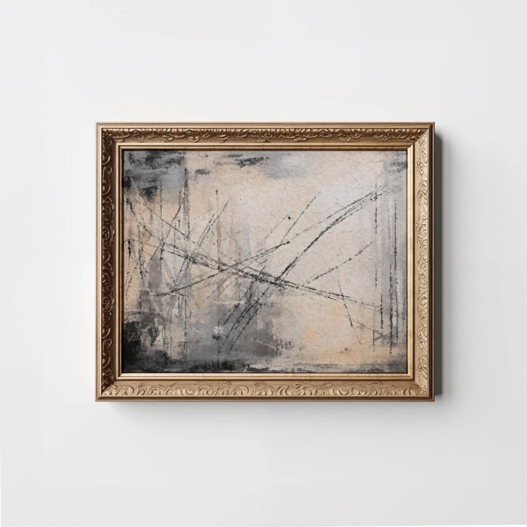 Abstract Scribble Print, Beige Scribbles Art, Moody Vintage Wall Art ...