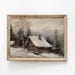 Rustic Cabin Landscape Painting, Log Cabin in the Woods Print, Snow ...