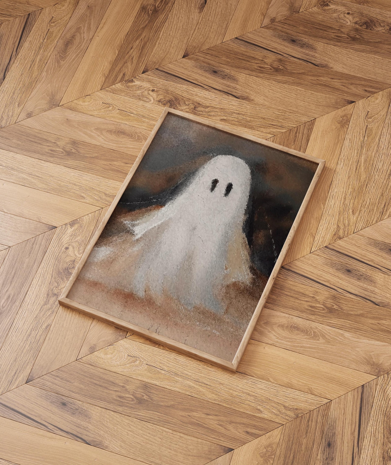 Ghost Wall Art, Moody Halloween Painting, Modern Ghost Print ...