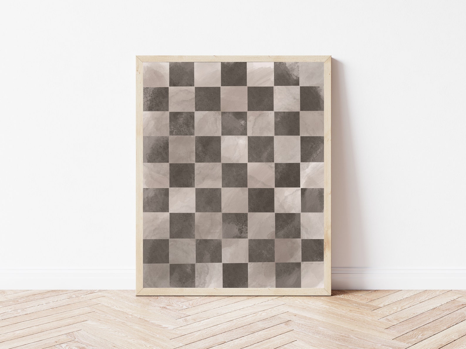 Vintage Checkerboard Print, Modern Checkered Art Print, Neutral Checker ...