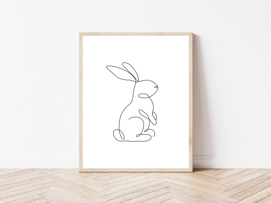 Bunny Line Print, Bunny Drawing Art, Bunny Printable, Easter Line Print ...