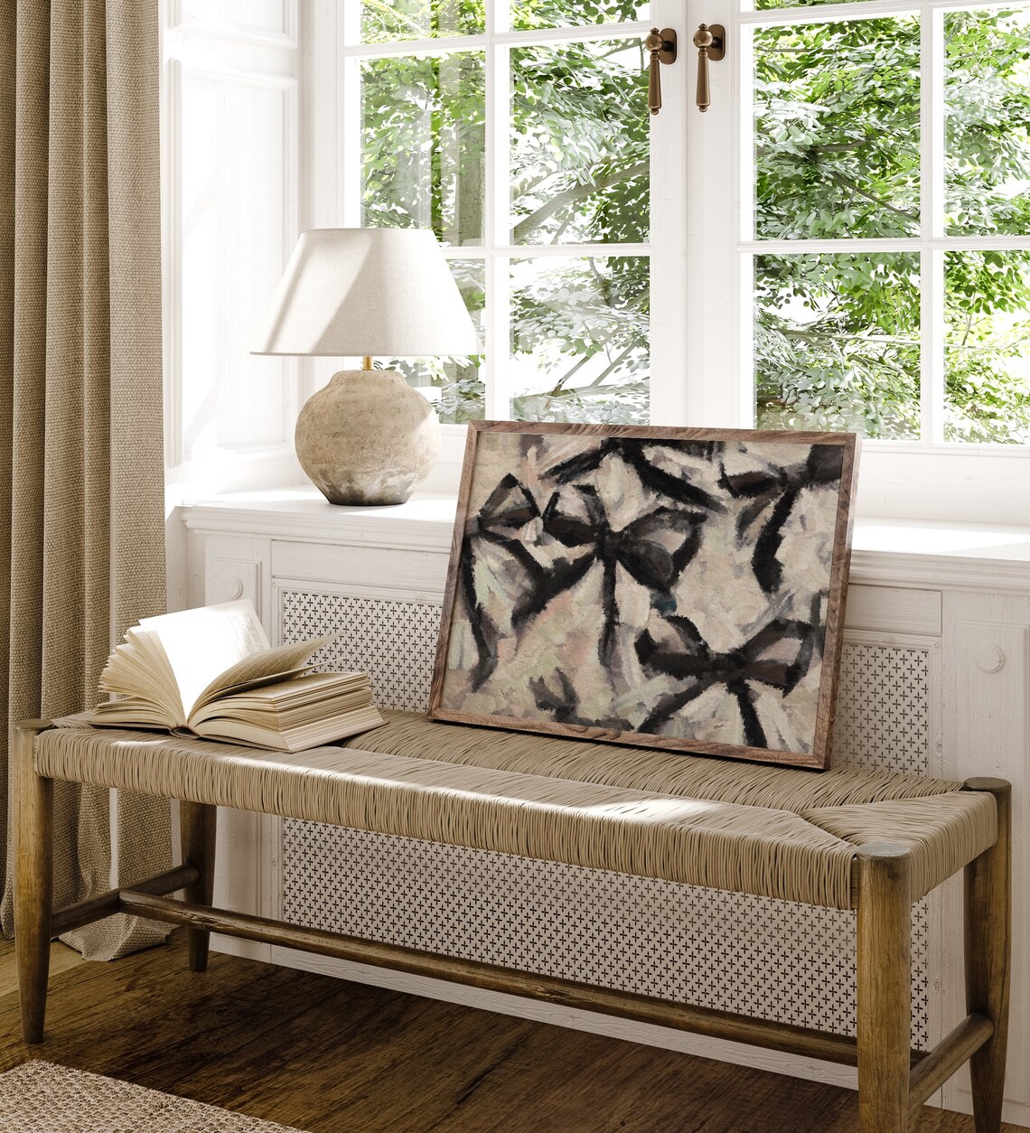 Abstract Bow Painting, Black Bows Printable Art, Vintage Coquette Print ...