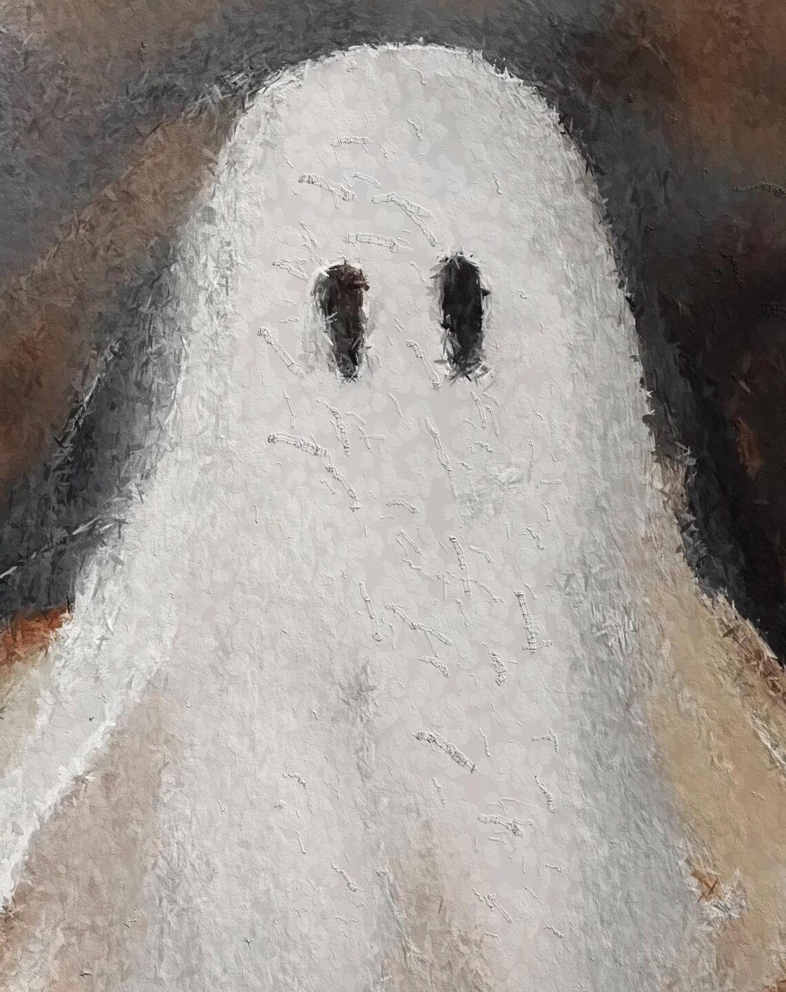 Ghost Wall Art, Moody Halloween Painting, Modern Ghost Print ...