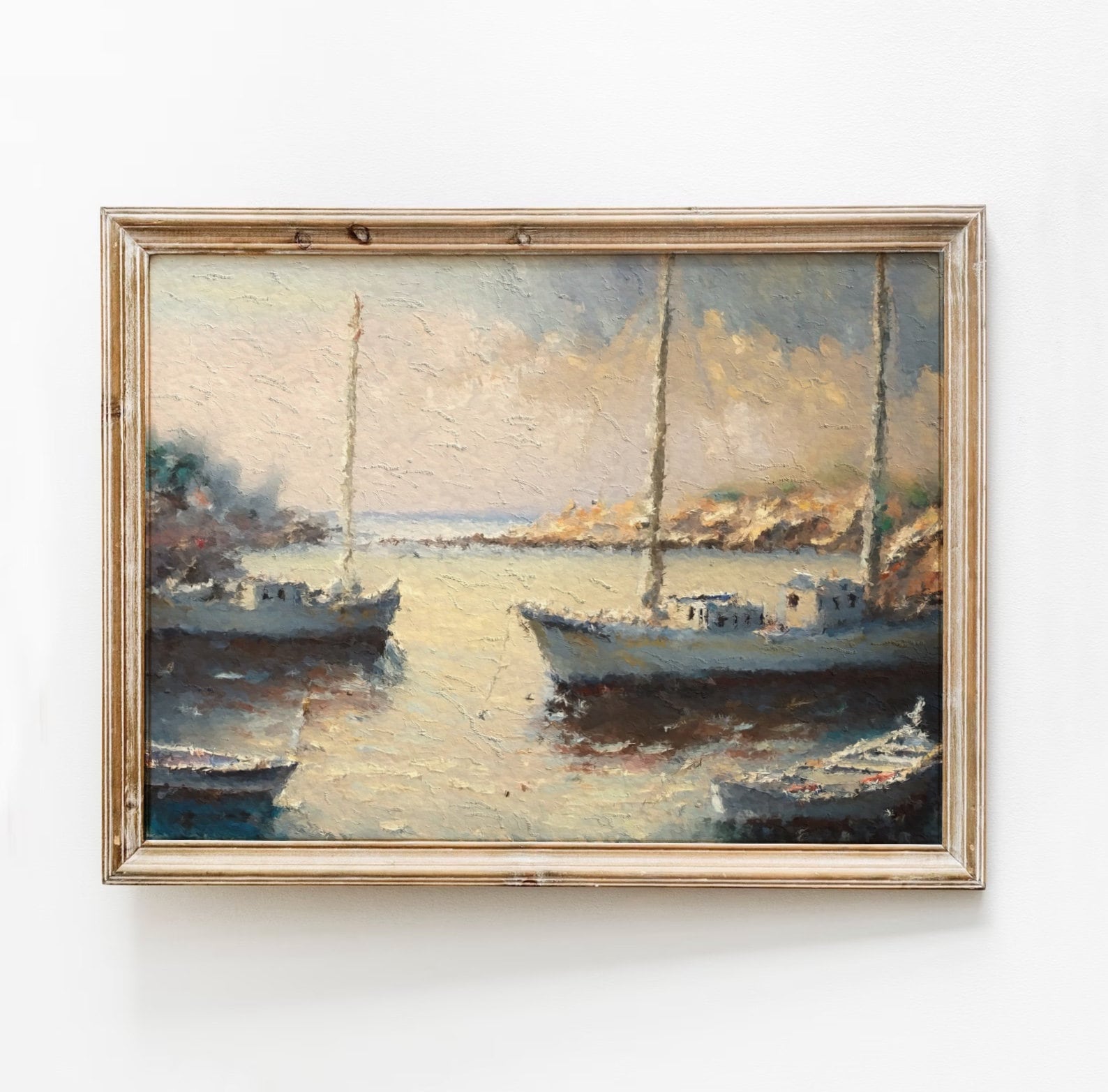 Harbor Art Print, Marina Landscape Painting, Moody Vintage Print ...