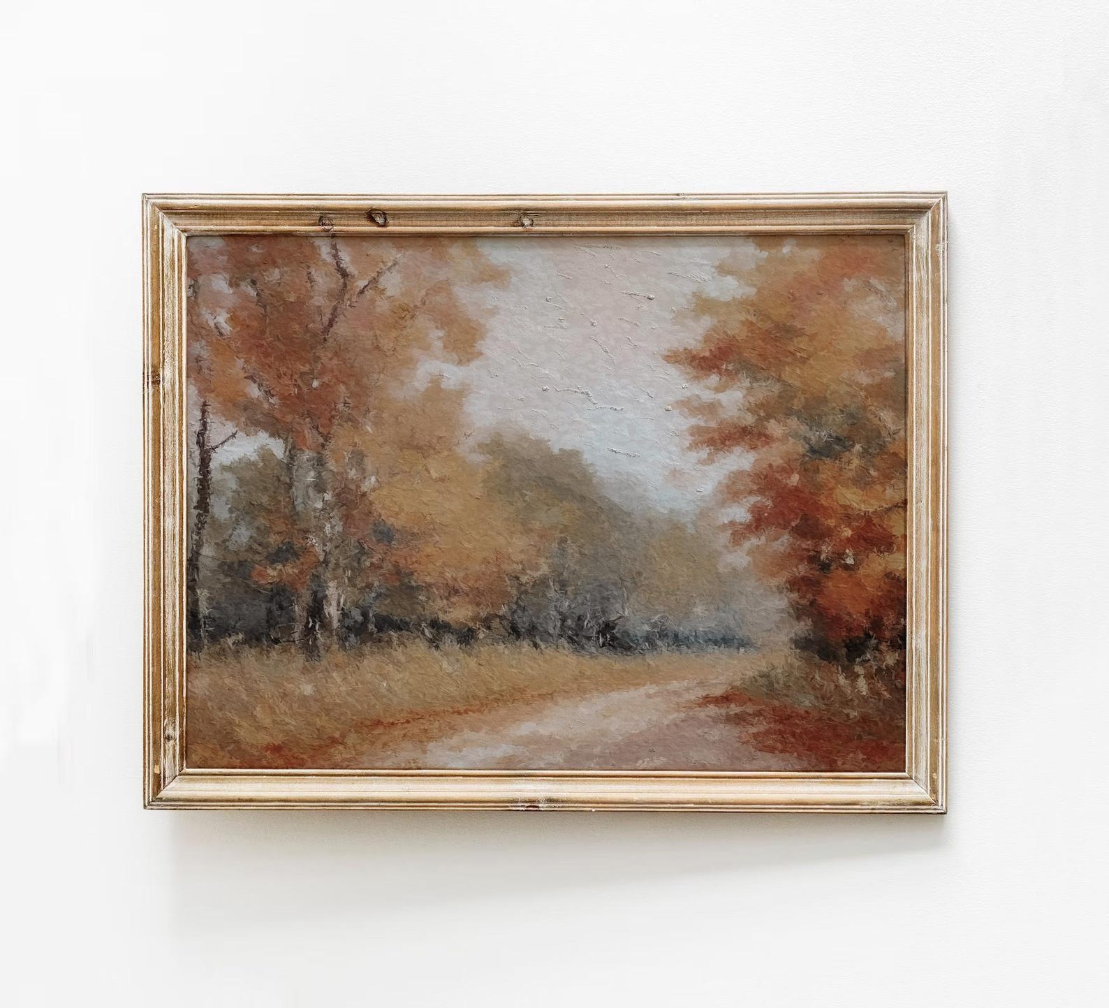 Dark Moody Fall Print, Burnt Orange Vintage Landscape Wall Art, Rustic ...