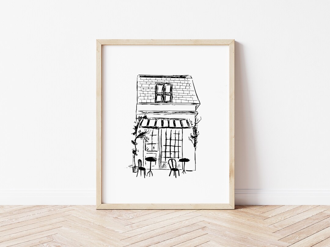 Cafe Print, French Cafe Line Art, Cafe Sketch, Paris Cafe Art, French ...