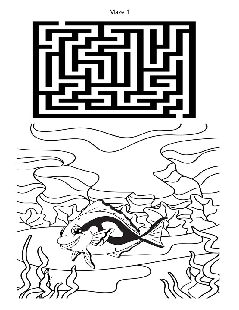 Underwater Sea Creatures Coloring Pages / Sudoku Puzzles / Mazes for ...
