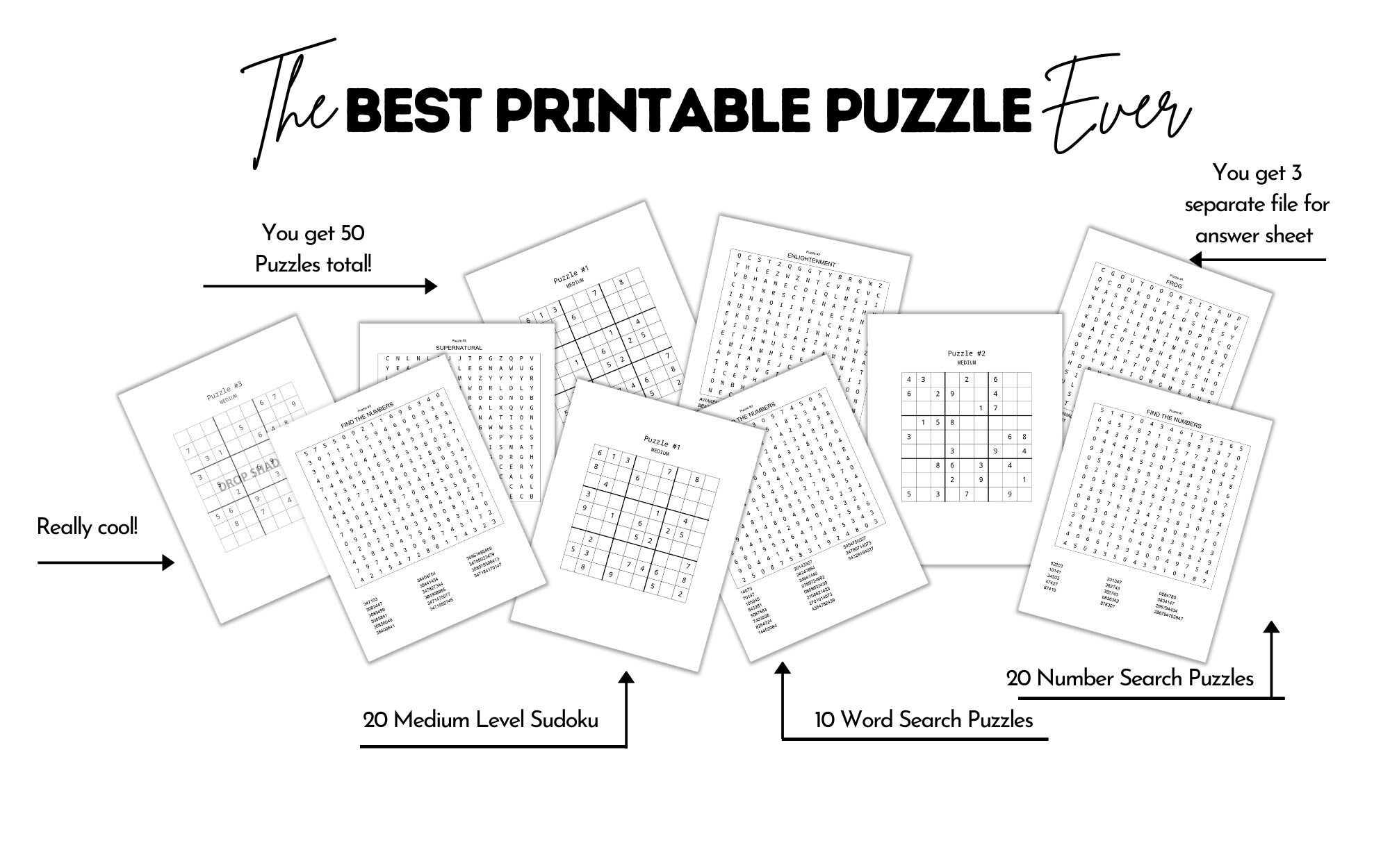 The 50 Best Printable Puzzles Ever + 5 FREE Coloring Printable - Etsy
