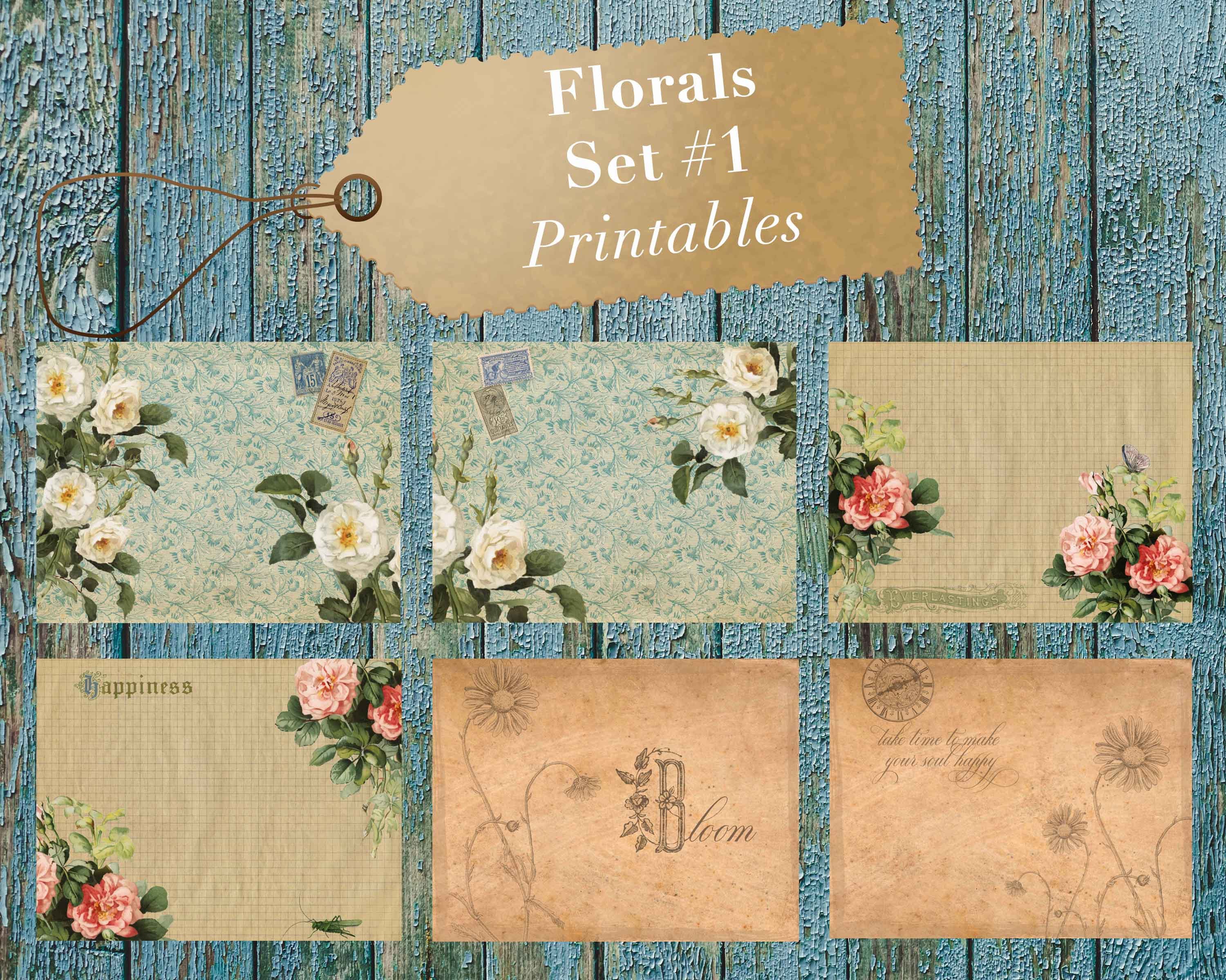 Floral Printable Paper Background Set 1 for Junk Journals - Etsy