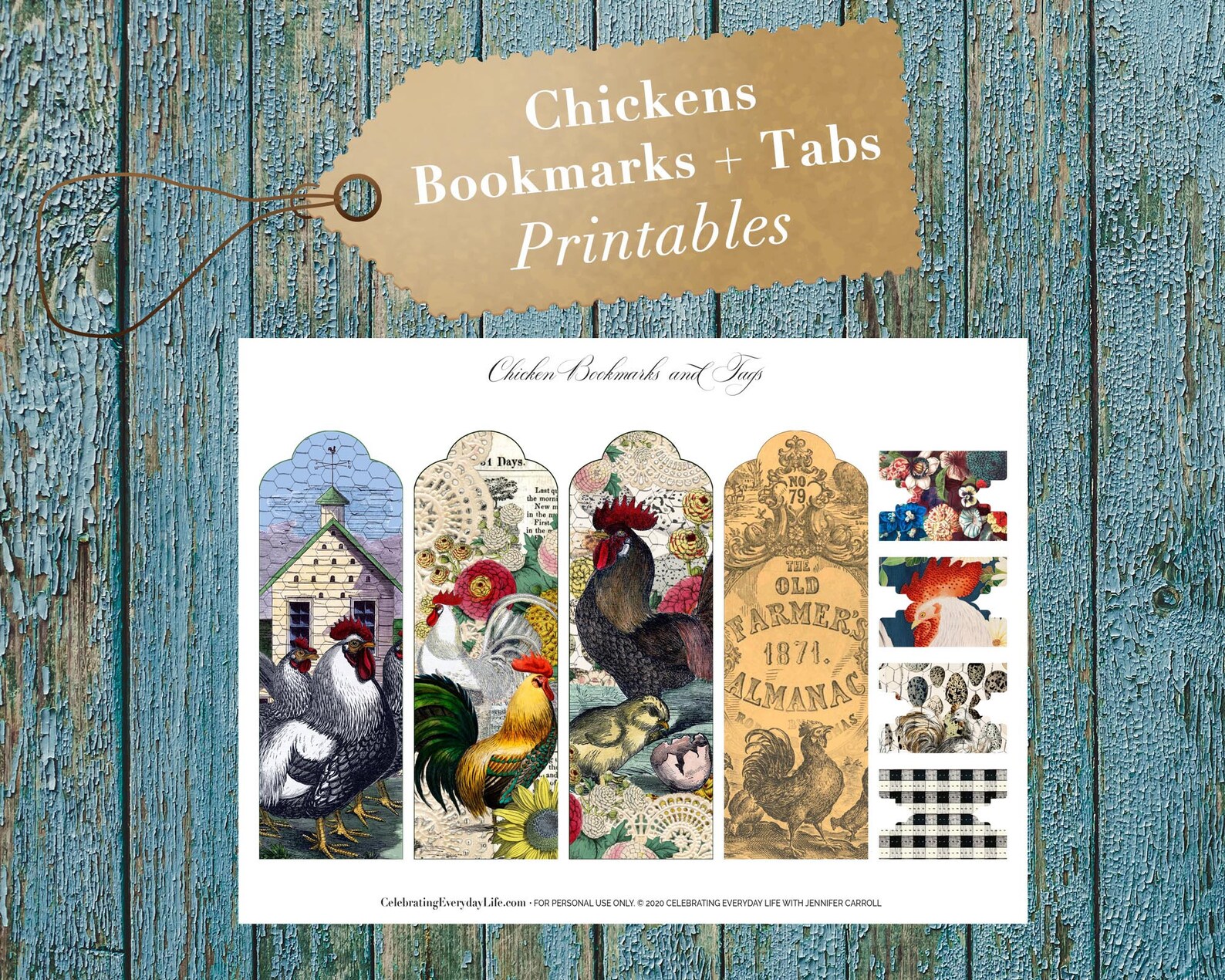 Chicken Bookmarks & Tabs for Junk Journals - Etsy