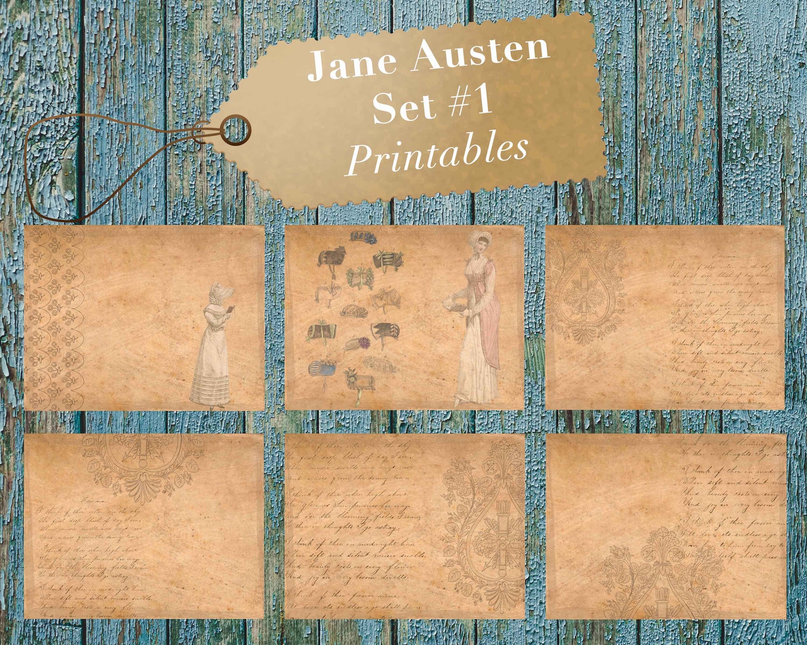 Jane Austen Printable Paper Background Set 1 for Junk | Etsy