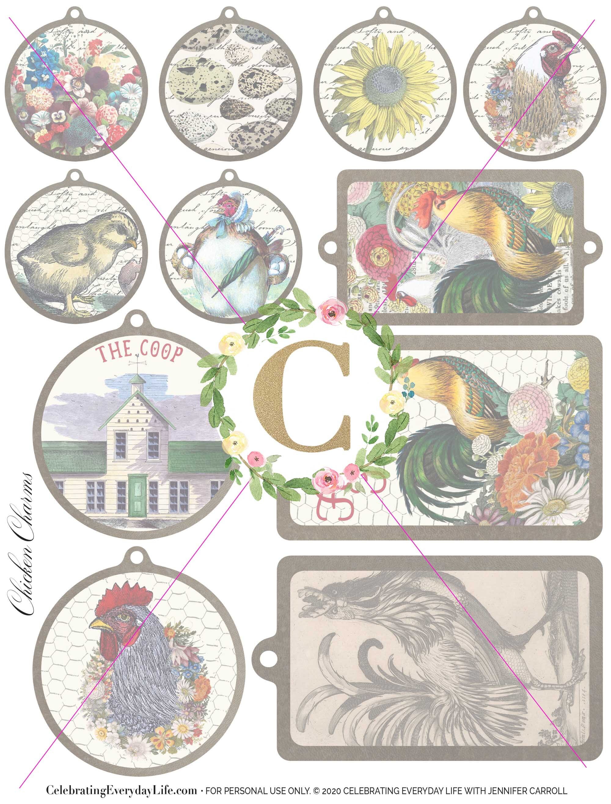 Chicken Charms Printable Set for Junk Journals - Etsy