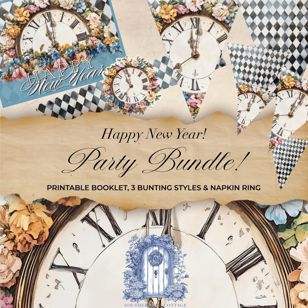 New Years Eve Printable Party Decor Bundle Printable Bunting, Napkin ...