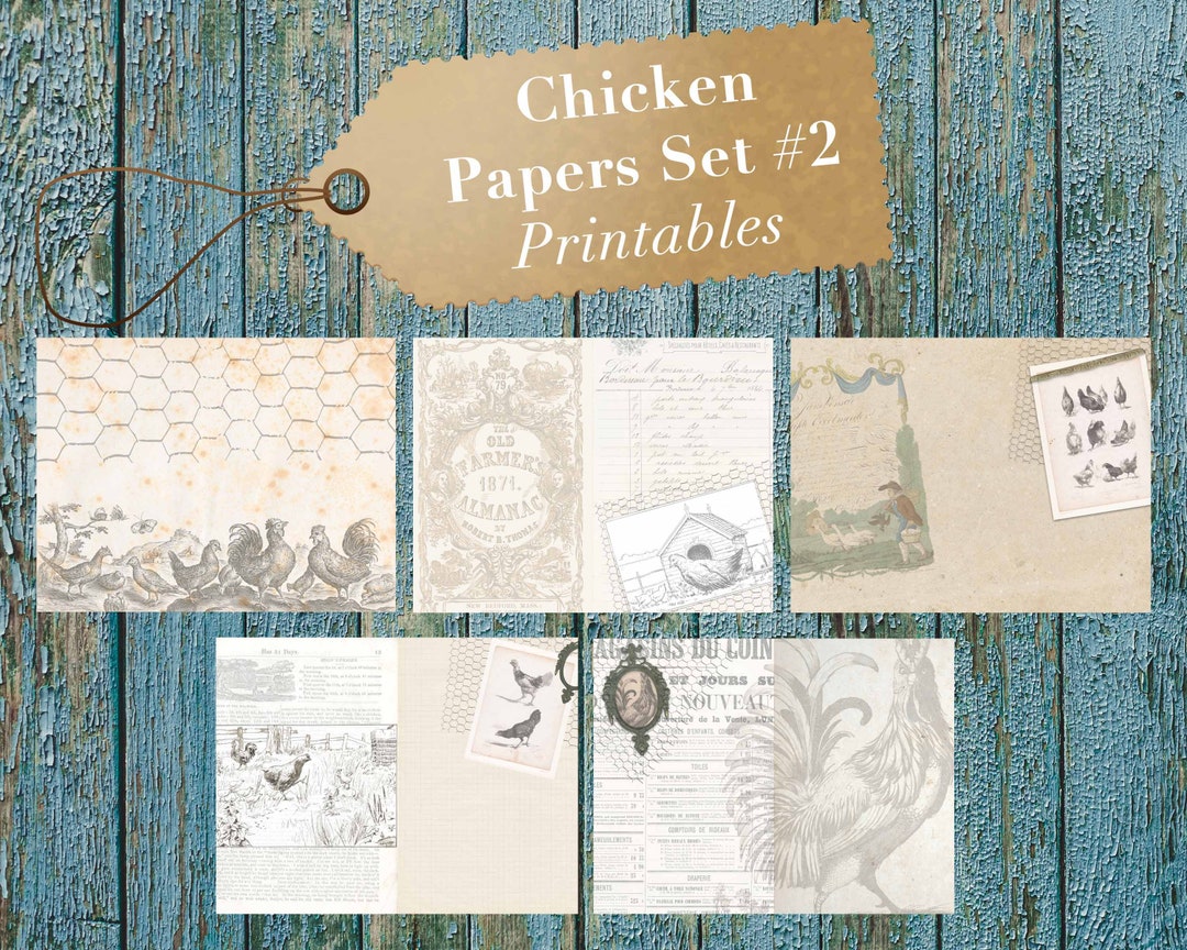 Chickens Printable Paper Background Set 2 for Junk Journals - Etsy
