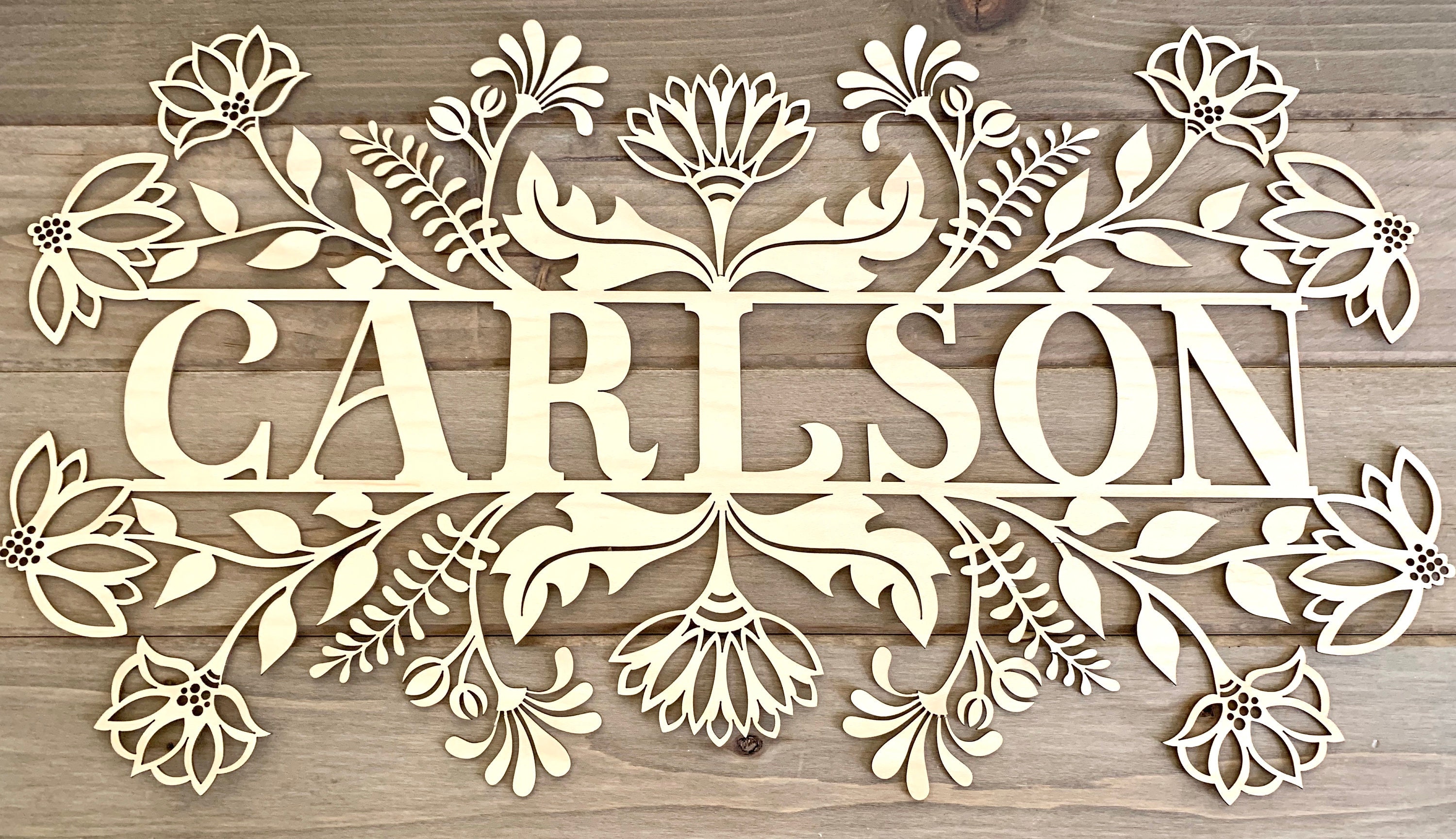 Folk Floral Name Border | Glowforge SVG File | Cut or Engrave - Etsy