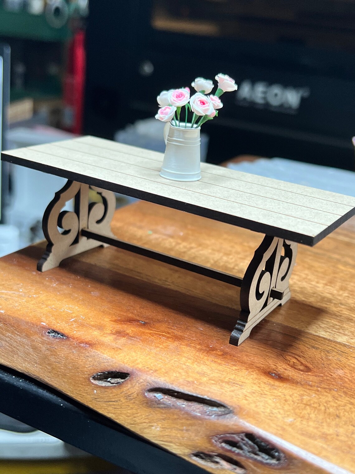 SVG File Dollhouse Miniature Farmhouse Trestle Table Digital - Etsy