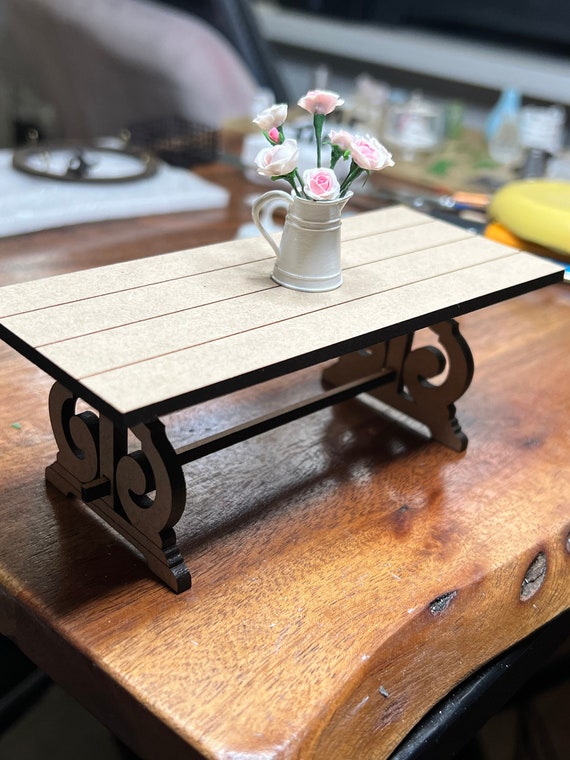 SVG File Dollhouse Miniature Farmhouse Trestle Table Digital - Etsy