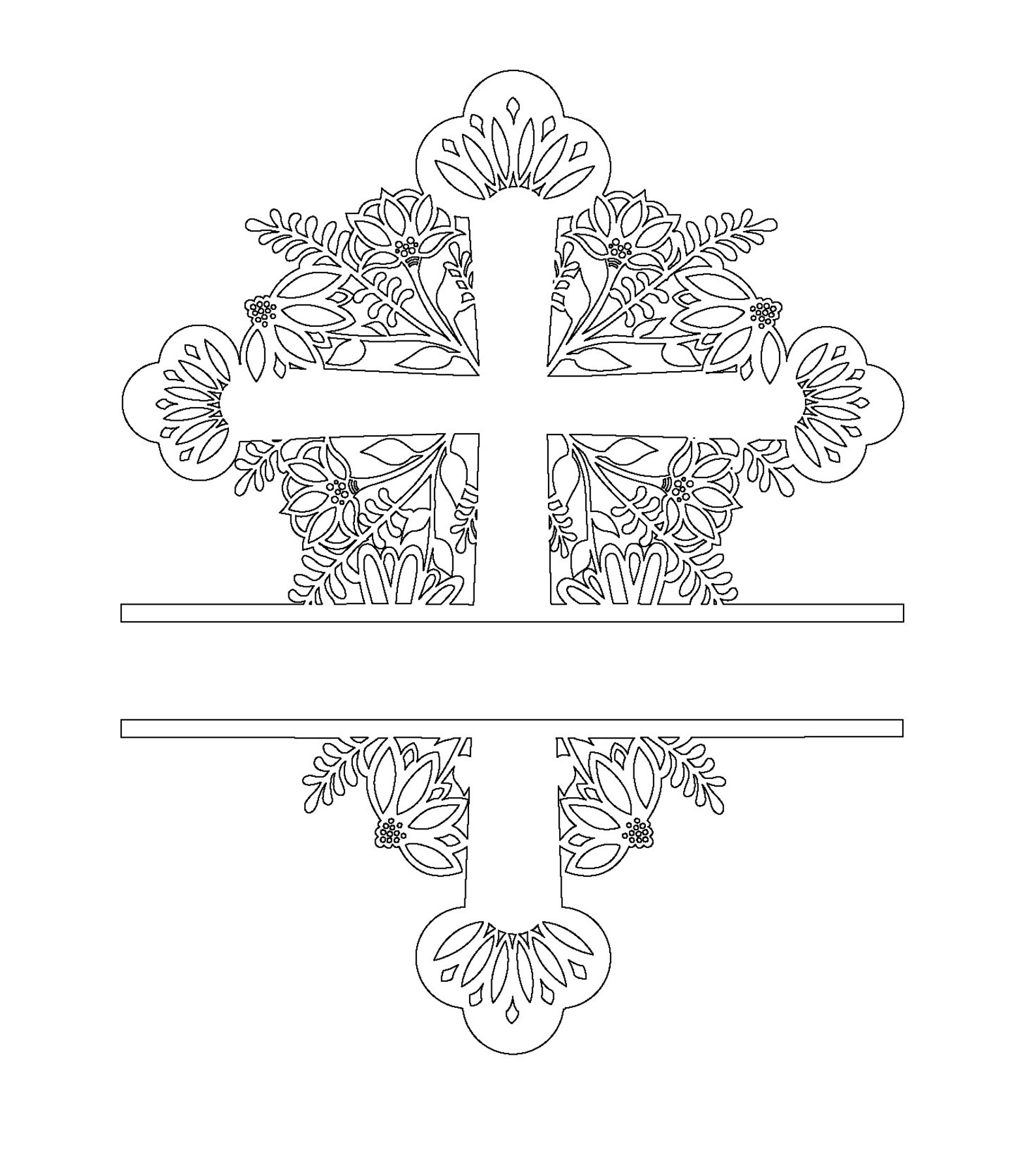 Folk Floral Split Cross 2 Designs SVG Cut Files - Etsy