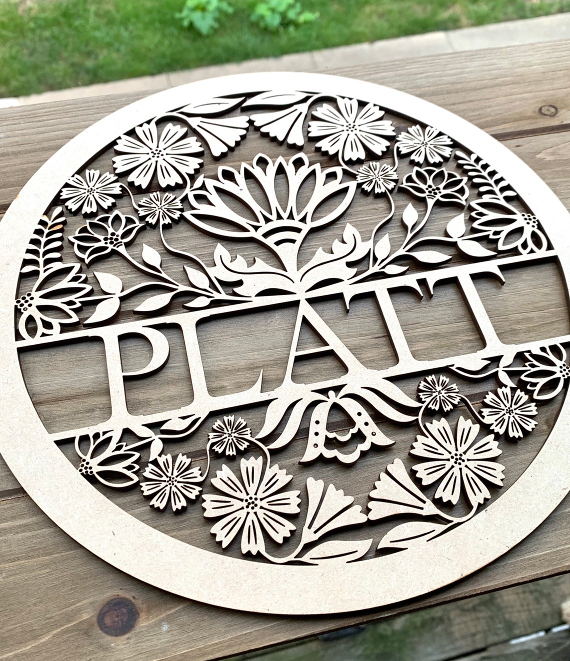Folk Floral Glowforge Name Round | SVG Cut File | Laser | Cricut ...