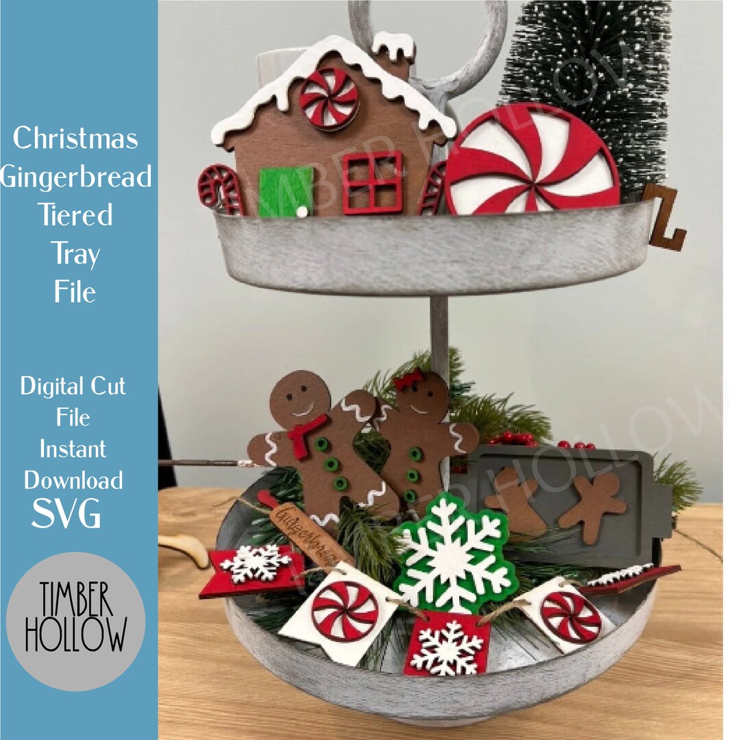 Christmas Gingerbread Tiered Tray SVG - Christmas File - Gingerbread ...