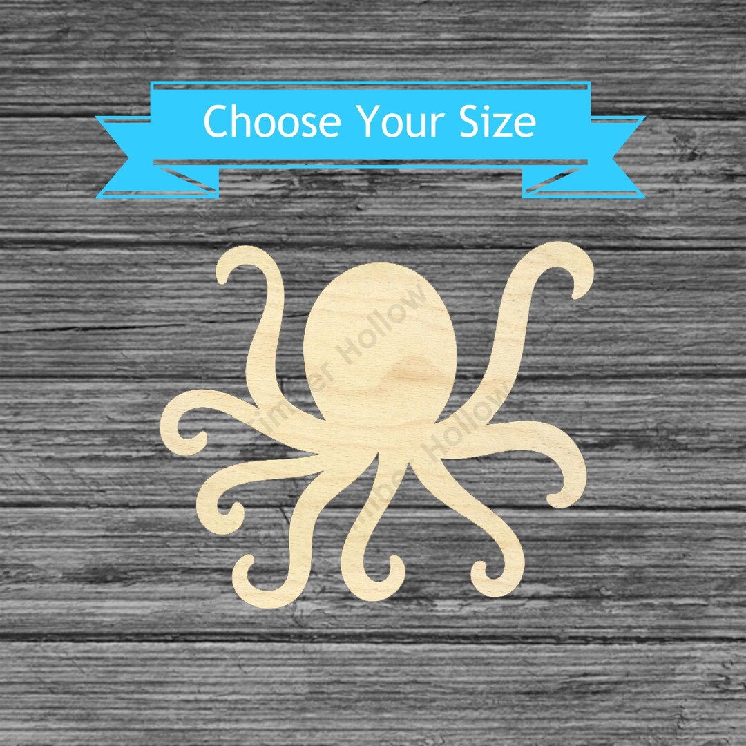 Octopus Wood Cutout - Laser Cut Nautical Shape - Multiple Sizes Wood ...