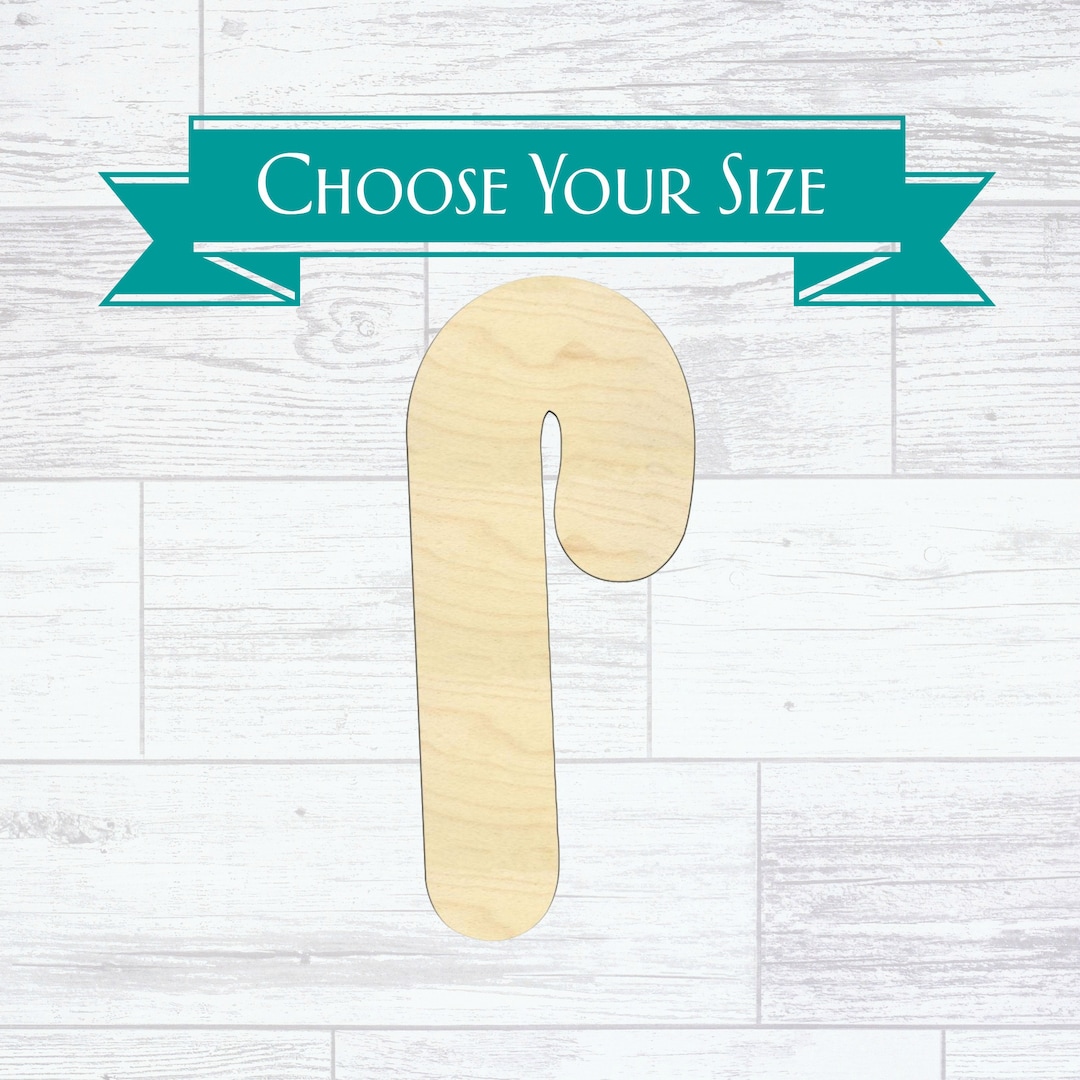 Candy Cane Wood Cutout - Laser Cut Christmas Shape - Multiple Sizes ...